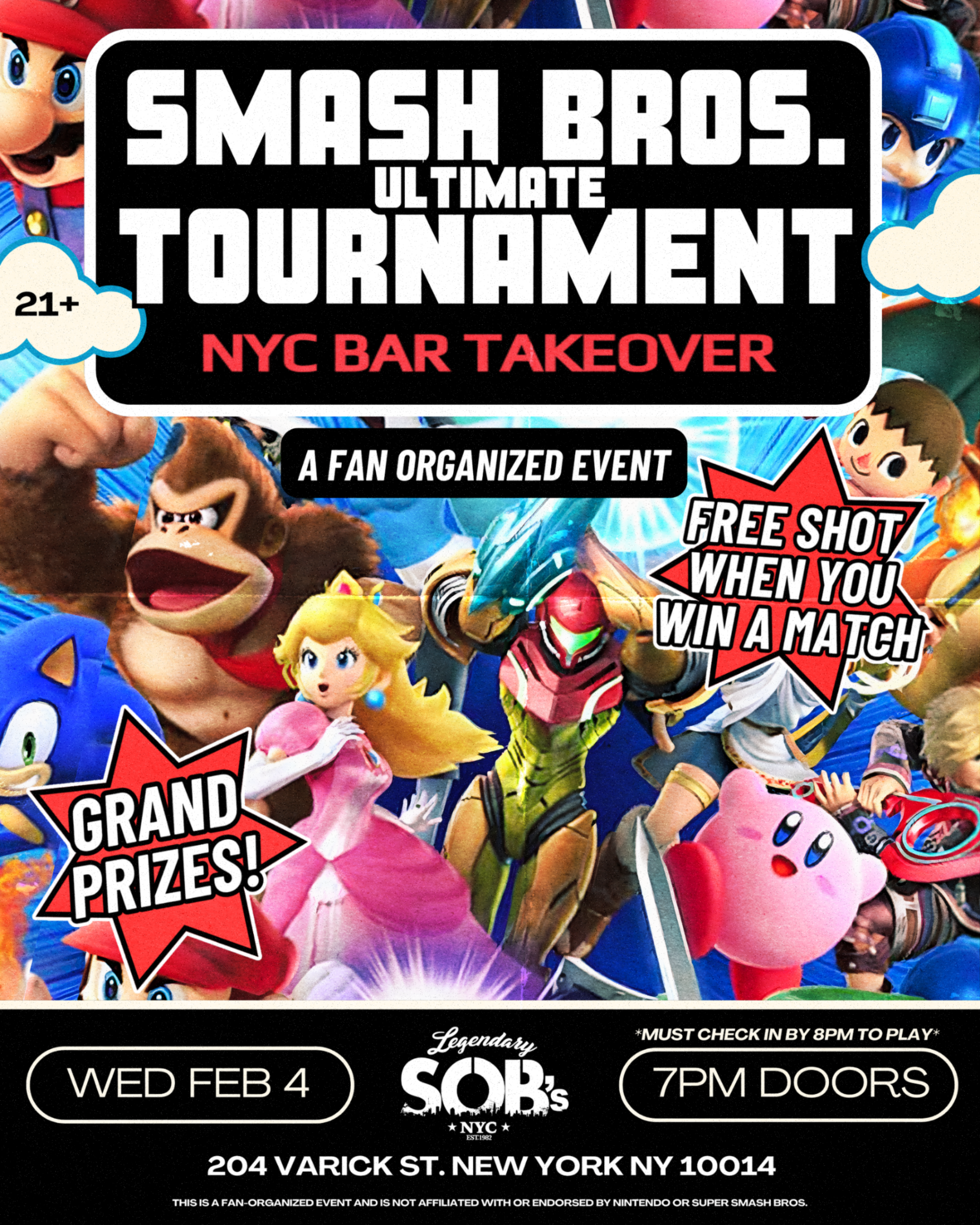 Smash Bros. Ultimate Tournament: NYC Bar Takeover - SOBS